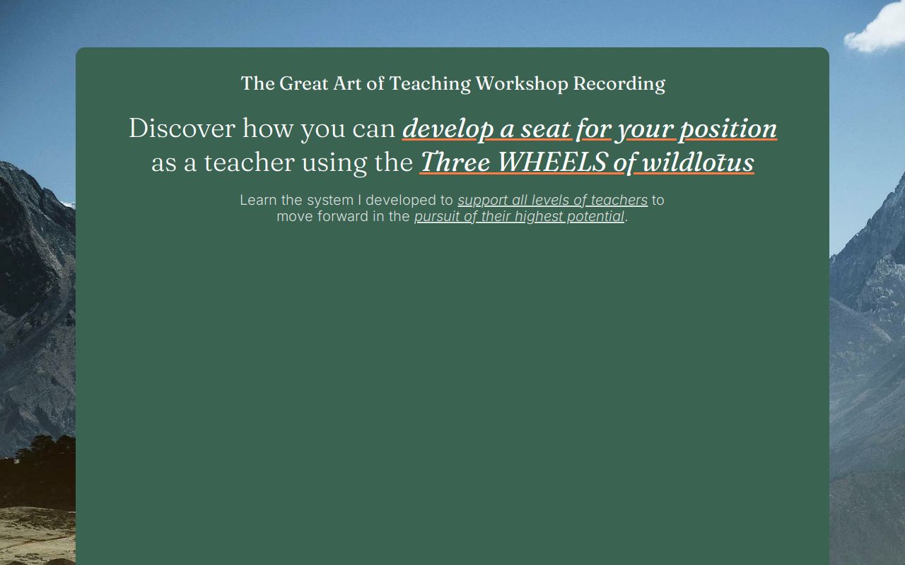 The Great Art of Teaching Workshop